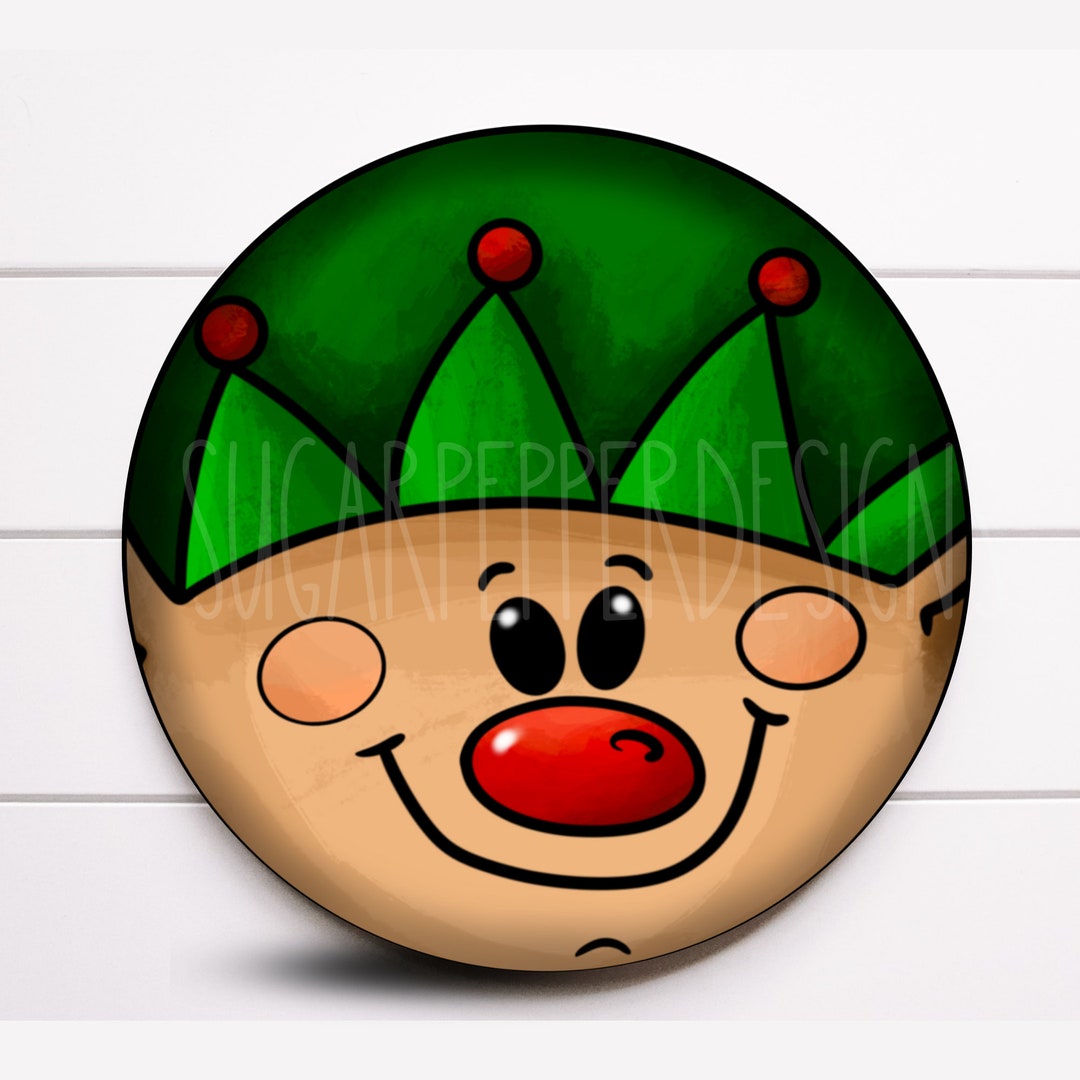 Wreath Sign, Elf Face, Christmas Wreath Sign, Round Metal Sign, Choose ...