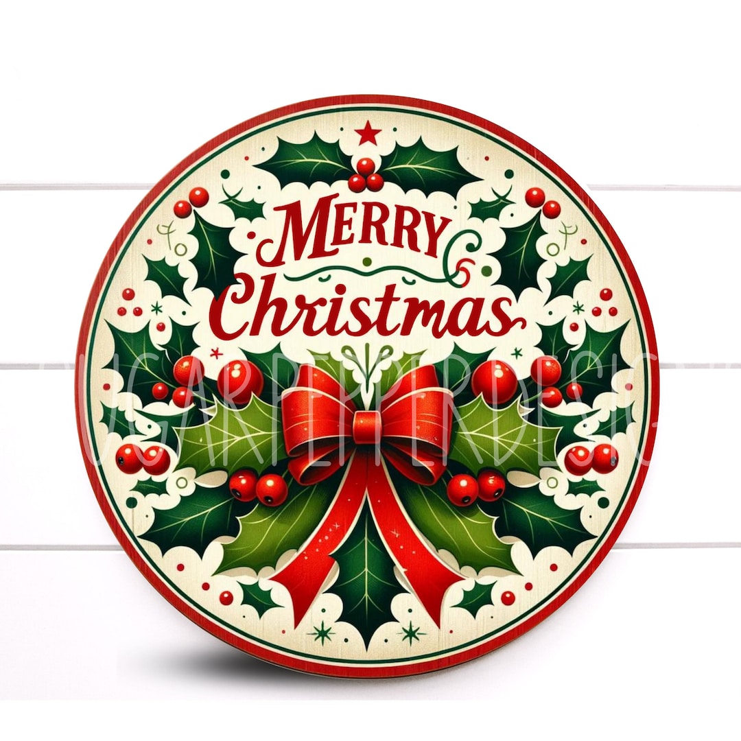 Wreath Sign, Merry Christmas Wreath Sign,traditional Christmas Metal ...