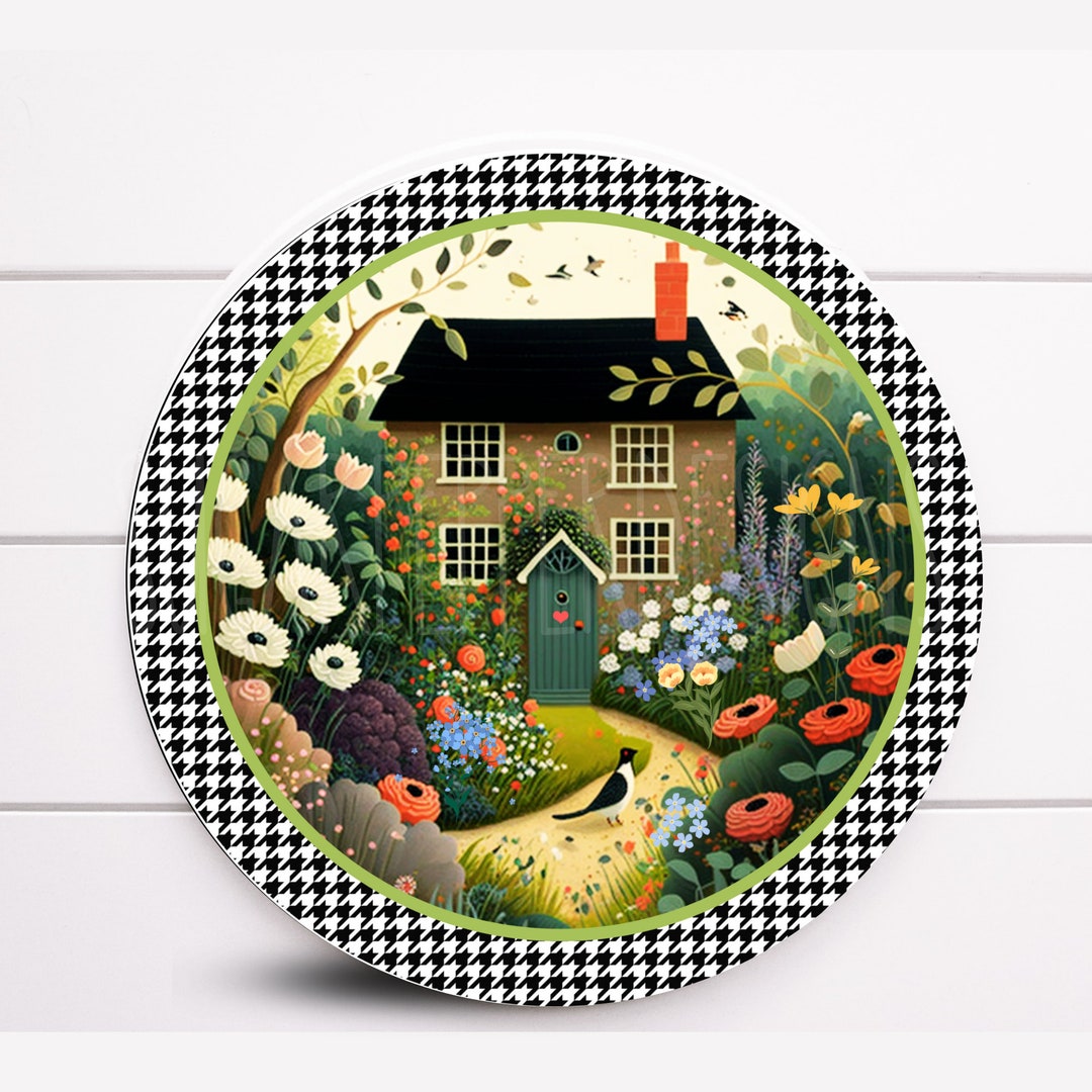 Farmhouse Primtive Folk Art Saltbox House Wreath Sign, Primitive ...