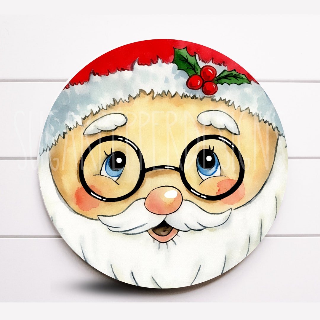 Wreath Sign, Santa Face Wreath Sign, Santa Claus Wreath Sign, Christmas ...