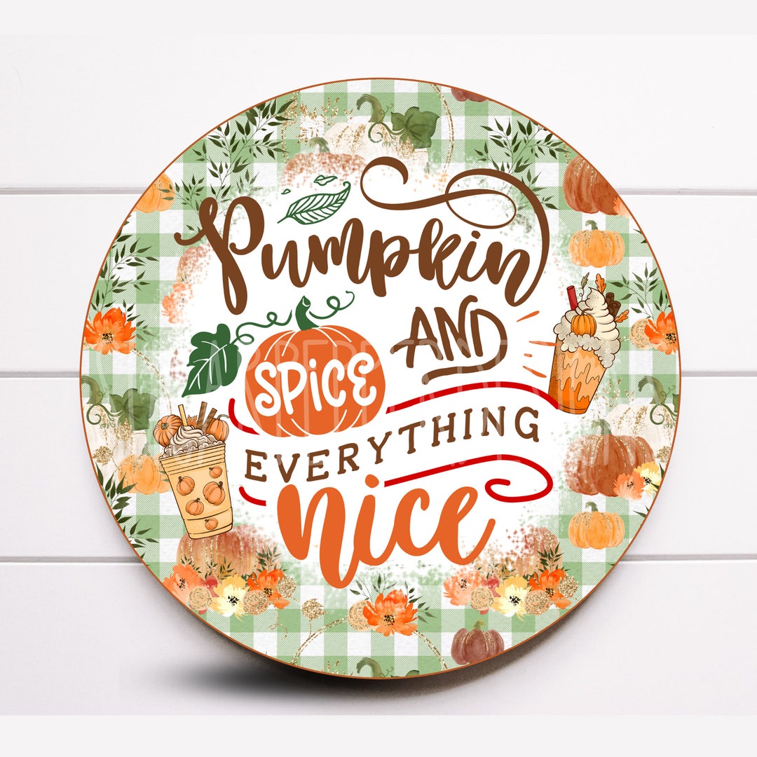 Wreath Sign, Fall Metal Wreath Sign, Pumpkin Spice Wreath Sign, Sugar ...