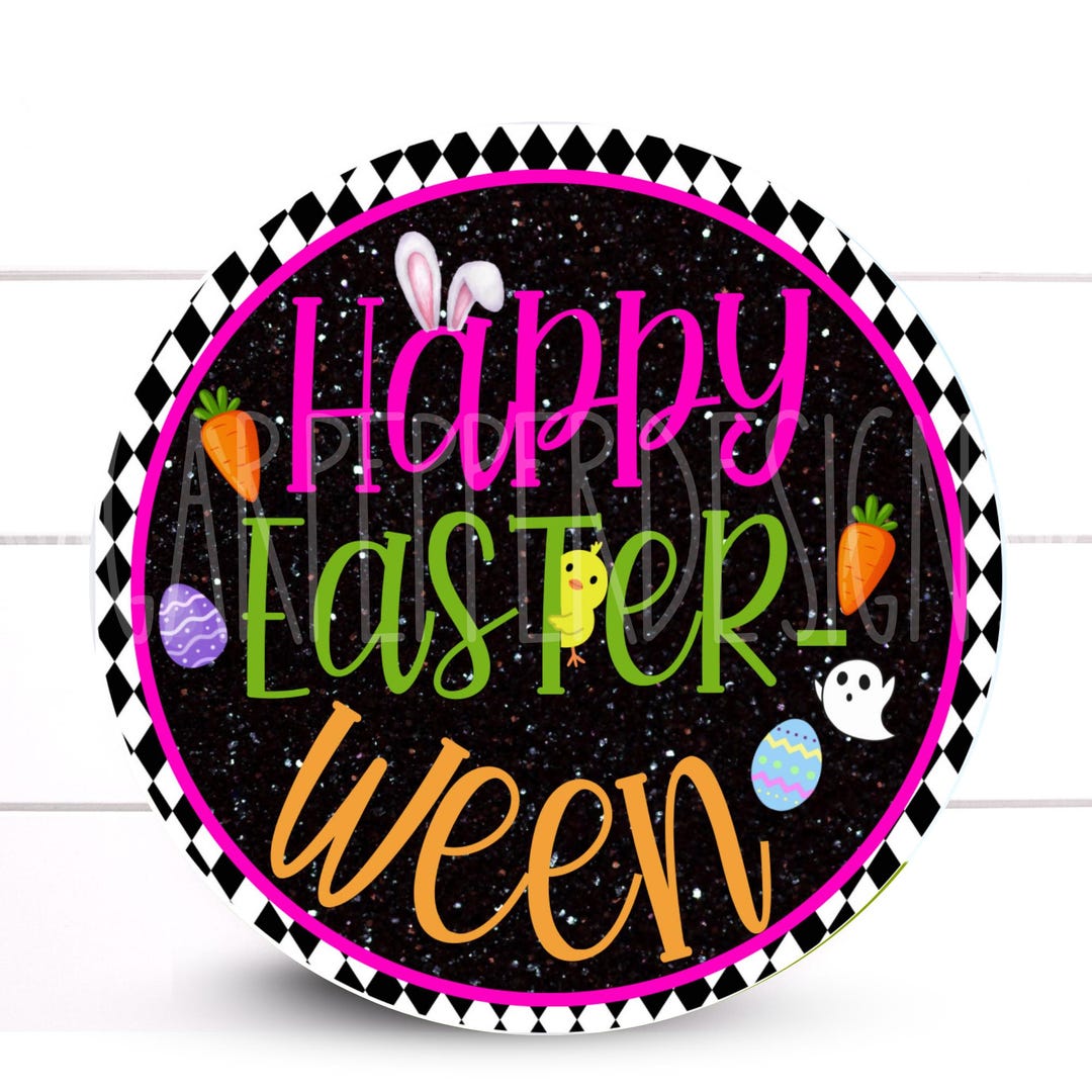 Round Wreath Sign, Easterween Wreath Sign, Halloween Easter Wreath Sign ...
