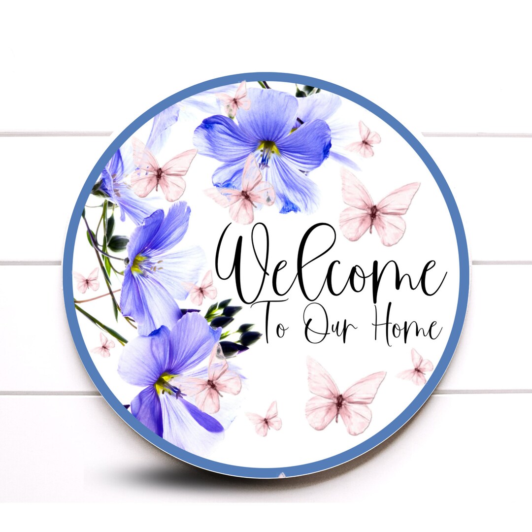 Wreath Sign, Welcome Floral Wreath Sign, Everyday Wreath Signs, Sugar ...