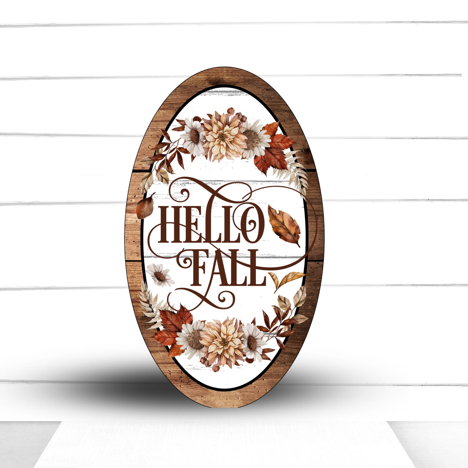 Wreath Sign Oval Fall Wreath Sign Hello Fall Neutral Themed - Etsy