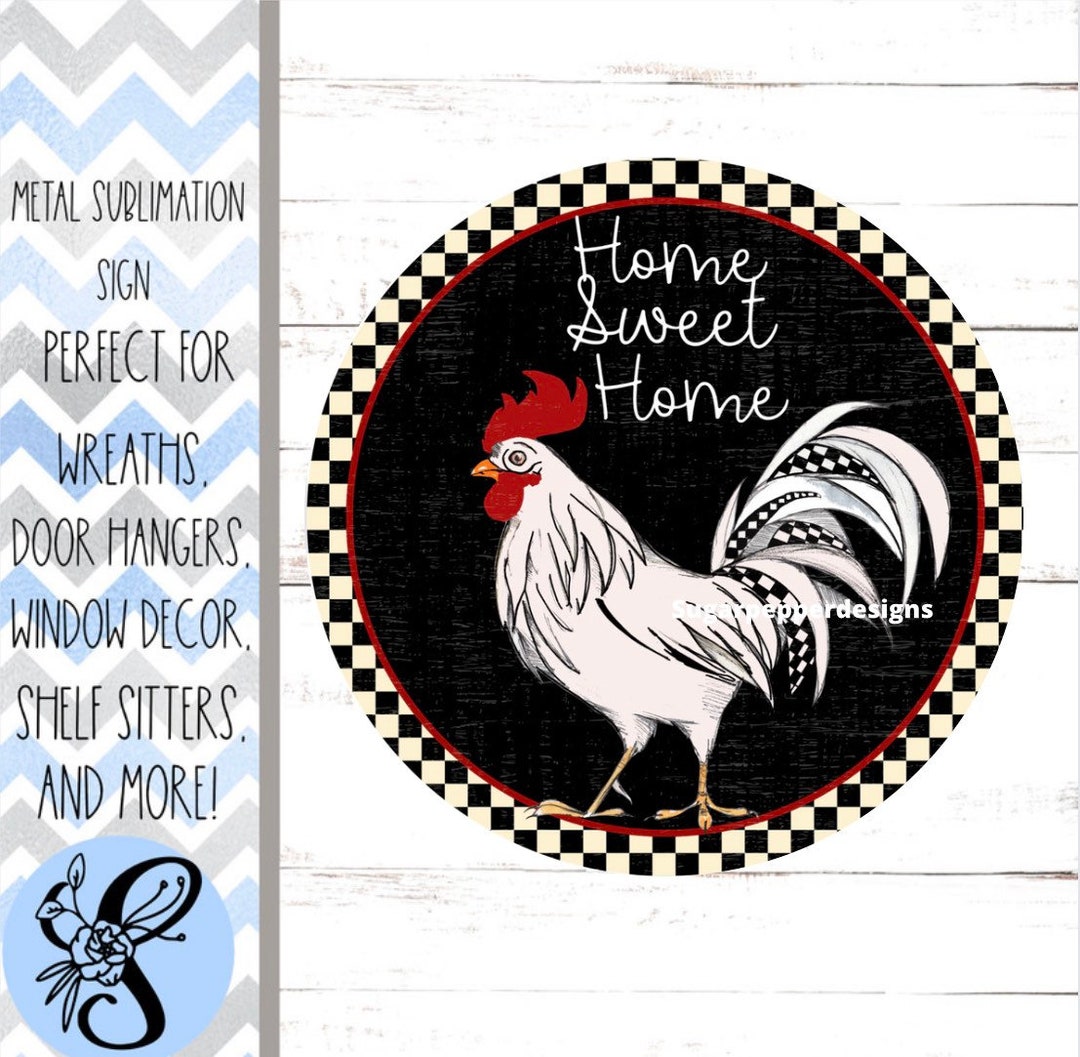 Chicken Wreath Sign – Home Sweet Home Metal Farmhouse Door Decor SPD ...