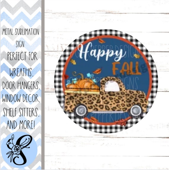 Wreath Sign Happy Fall Truck Wreath Sign Autumn Wreath Sign - Etsy