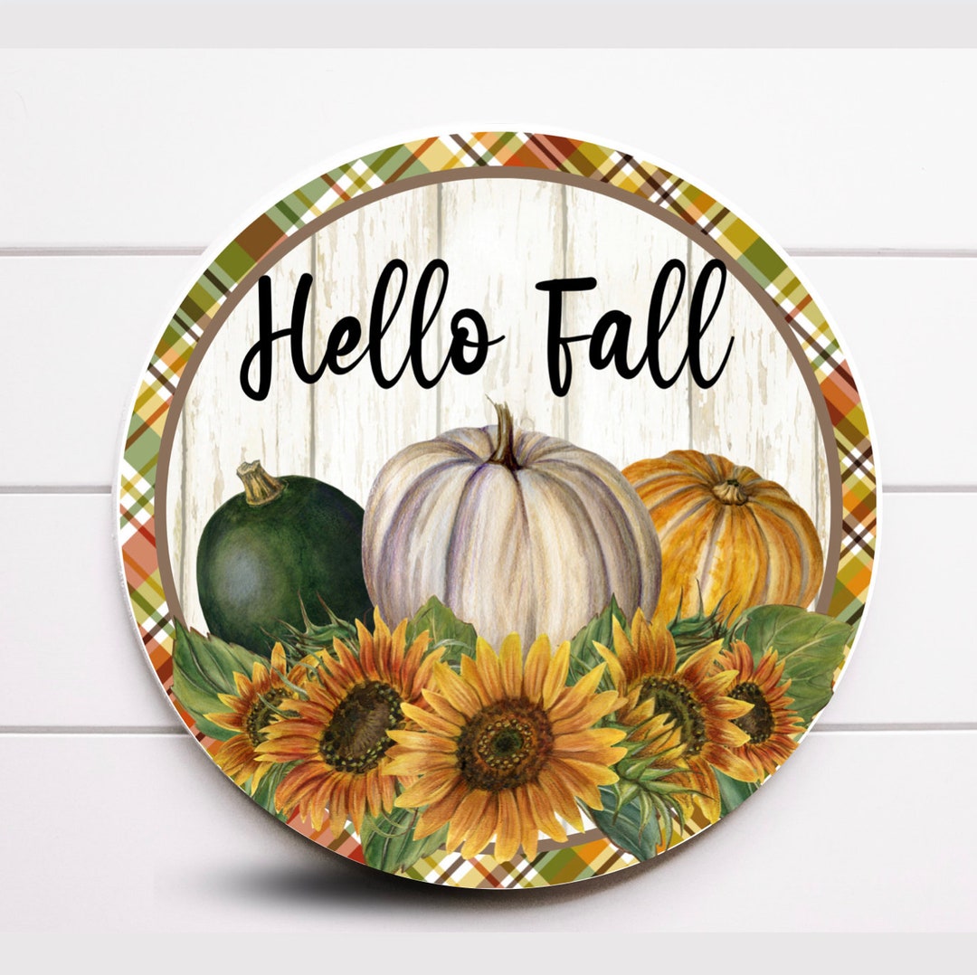 Wreath Sign, Fall Metal Wreath Sign, Pumpkin Wreath Sign, Sugar Pepper ...