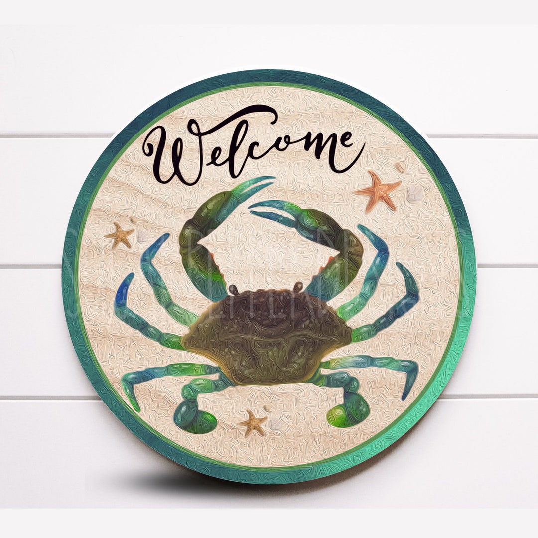 Crab Wreath Sign, Coastal Wreath Sign, Metal Wreath Sign, Sugar Pepper ...