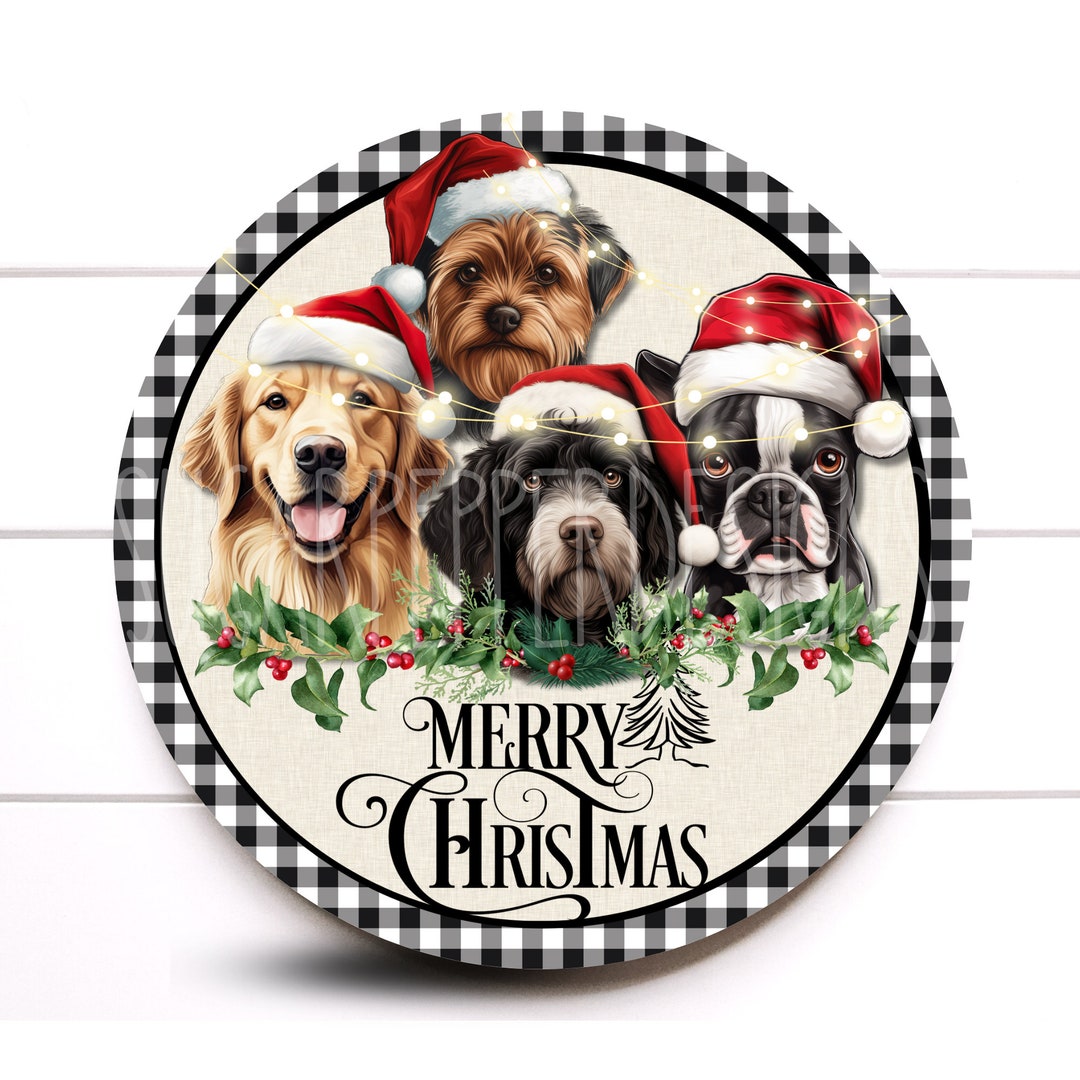 Christmas Dog Wreath Sign, Farmhouse Dog Mom Wreath Sign, Sugar Pepper ...