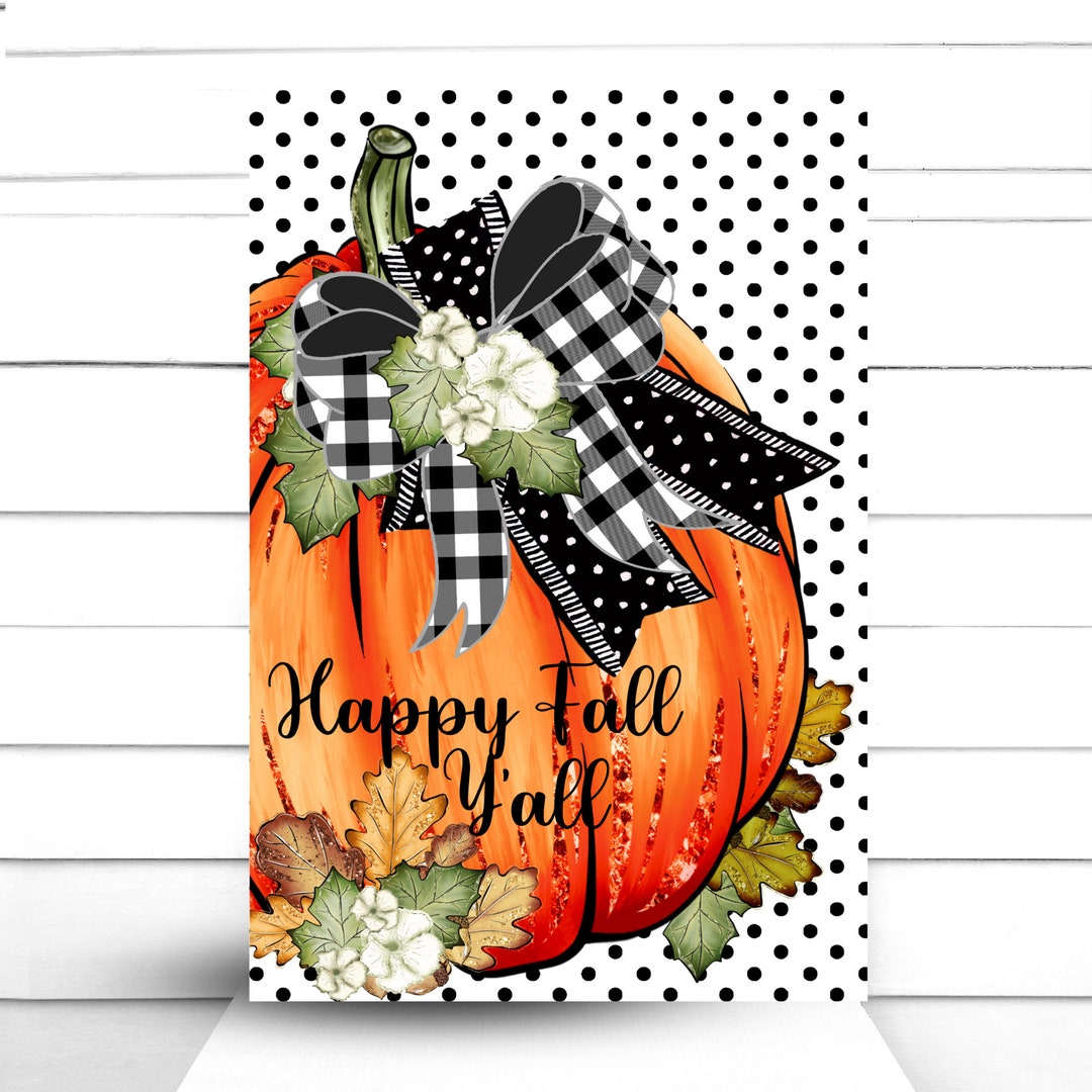 Wreath Sign, Fall Metal Wreath Sign, Happy Fall Y’all Pumpkin Wreath ...