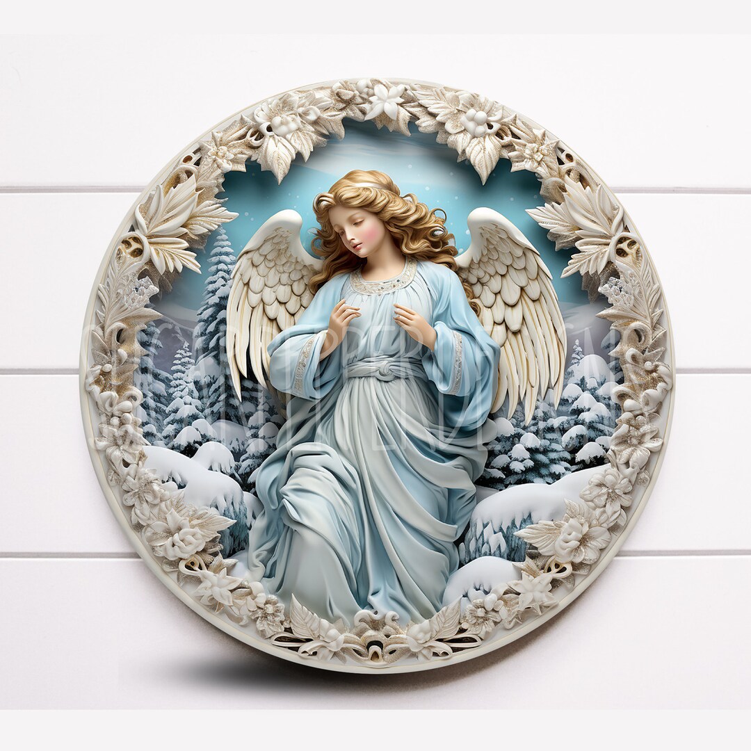 Christmas Angel Wreath Sign, Beautiful Angelic Wreath Sign, Sugar ...