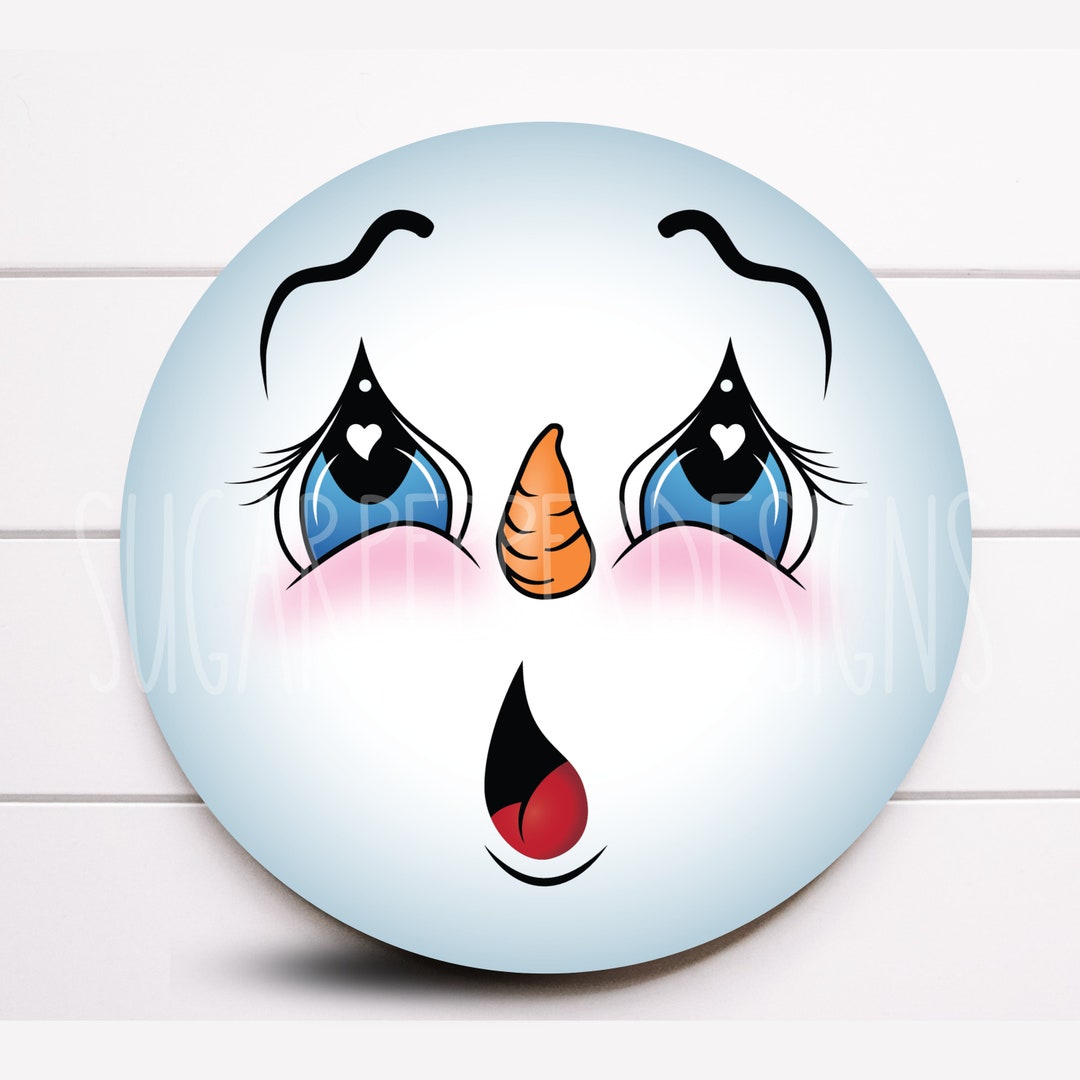 Wreath Sign, Snowman Face Wreath Sign, Round Snowman Face Wreath Sign ...
