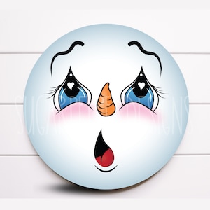 Wreath Sign, Snowman Face Wreath Sign, Round Snowman Face Wreath Sign ...