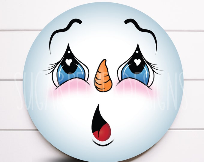 Wreath Sign, Snowman Face Wreath Sign, Round Snowman Face Wreath Sign ...