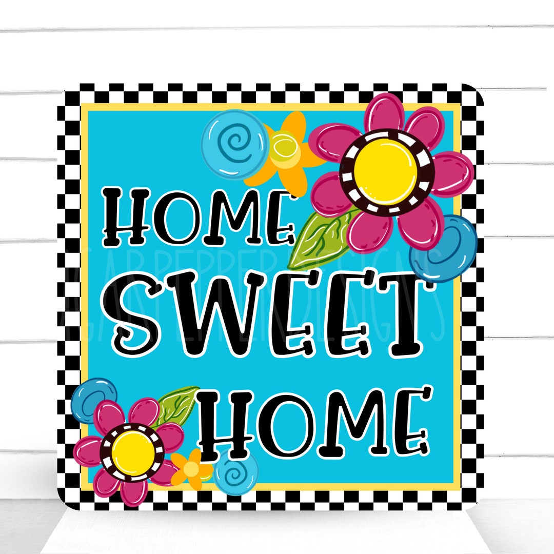 Wreath Sign, Home Sweet Home Wreath Sign, Whimsical Everyday Wreath ...
