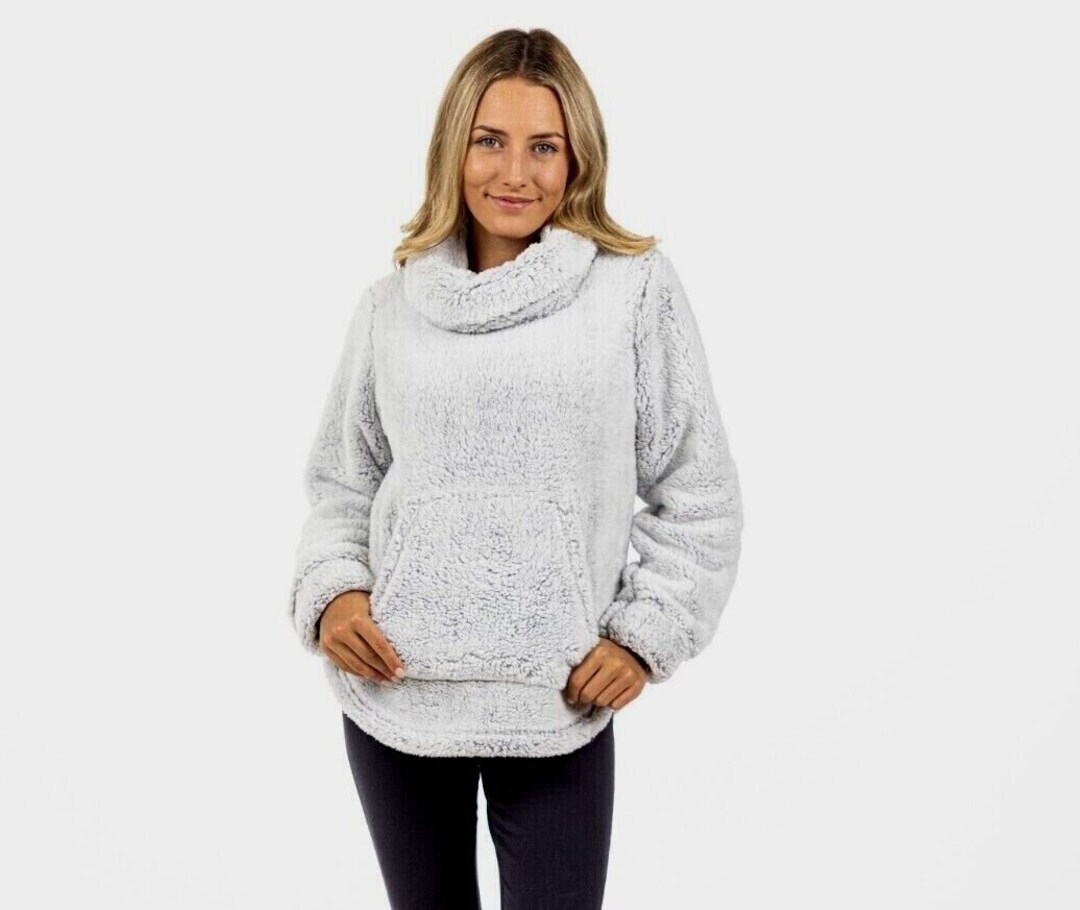 Turtle Womens Grey Fleece Lounge Top Snuggle Top Warm Jacket Jumper ...