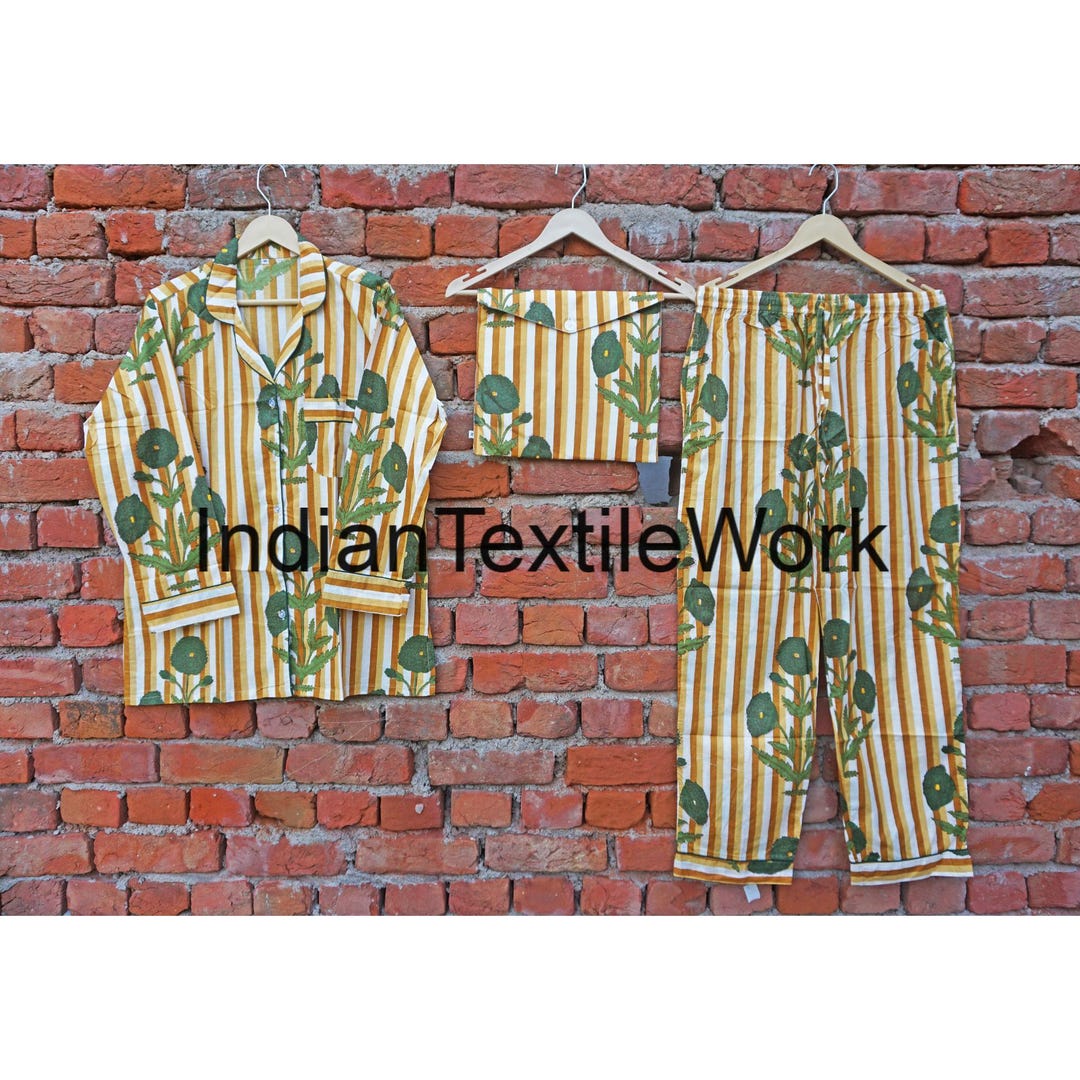 Made in India Hand Block Print Nightwear Set Women's Night Dress Soft ...