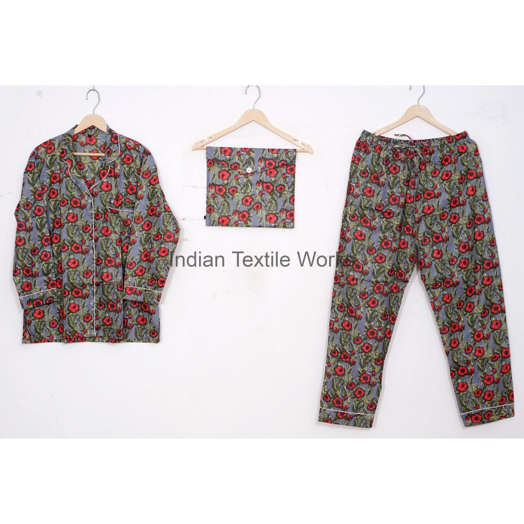100% Pure Cotton Pyjamas Set, Floral Print Pjs, Womans Pure Cotton ...