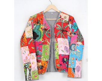 Cotton Patchwork Jackets, Indian Cotton Handmade Winter Jacket Coat ...