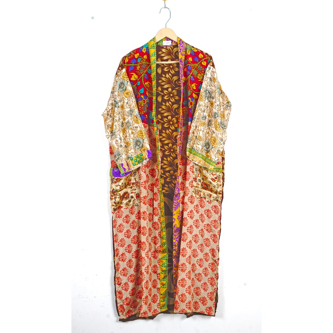 Indian Vintage Recycled Saree Robe Vintage Silk Maternity Gown Maxi ...