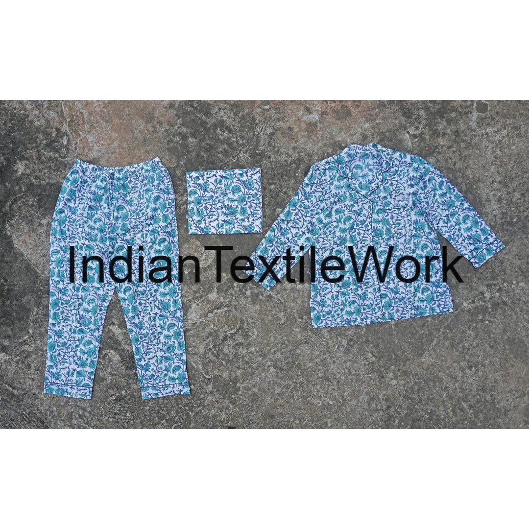 100% Pure Cotton PJ Set, Block Print Cotton Pyjama Set, Morning Wear ...