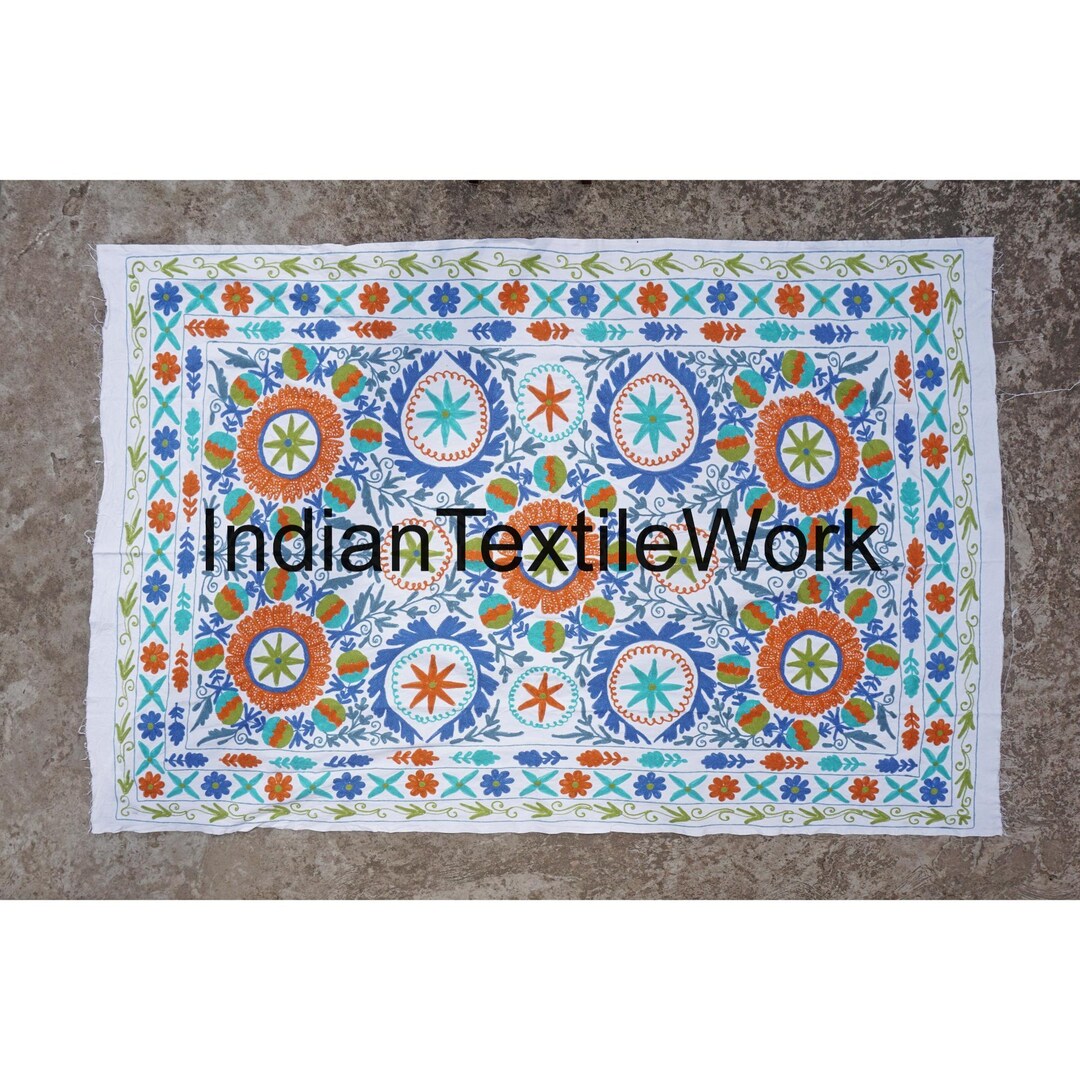 Embroidered Suzani Bedspread: Twin Size Uzbek Wall Hanging - Etsy
