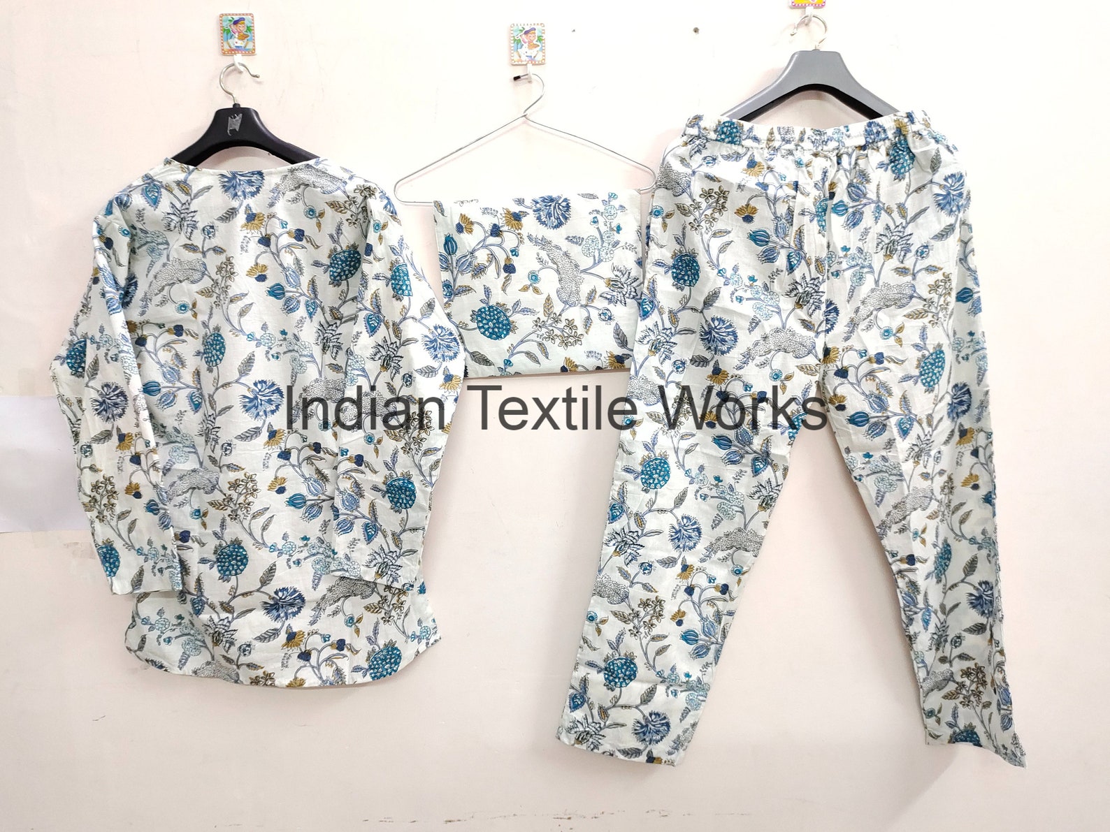 Indian Cotton Pajama Set Handmade Women Night Dress Cotton - Etsy