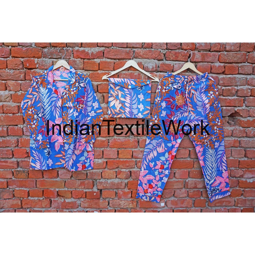 Indian 100% Pure Cotton Pyjamas, Womens Cotton Pj's, Soft Cotton Pajama ...