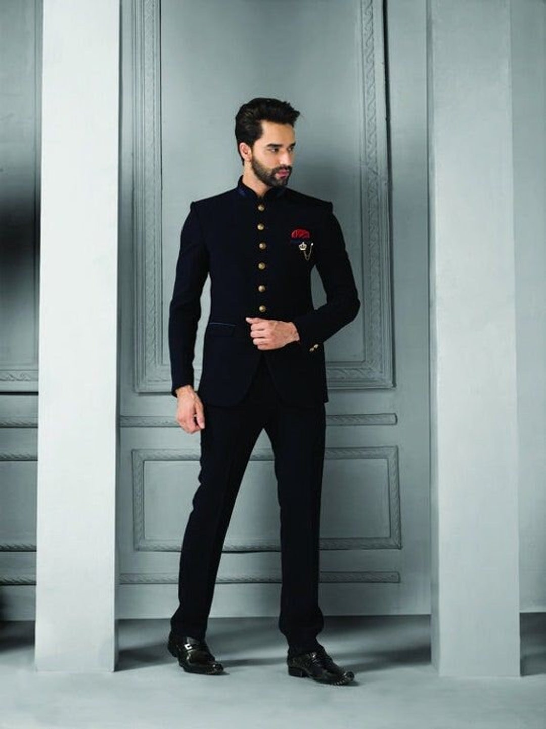 Sherwaniformen Indian Black Bandh Gala Jacket Stylish Ethnic Partywear ...