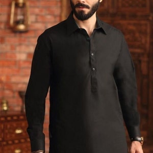 Sherwaniformen Indian Stylish Ethnic Traditional Black Pathani Kurta ...