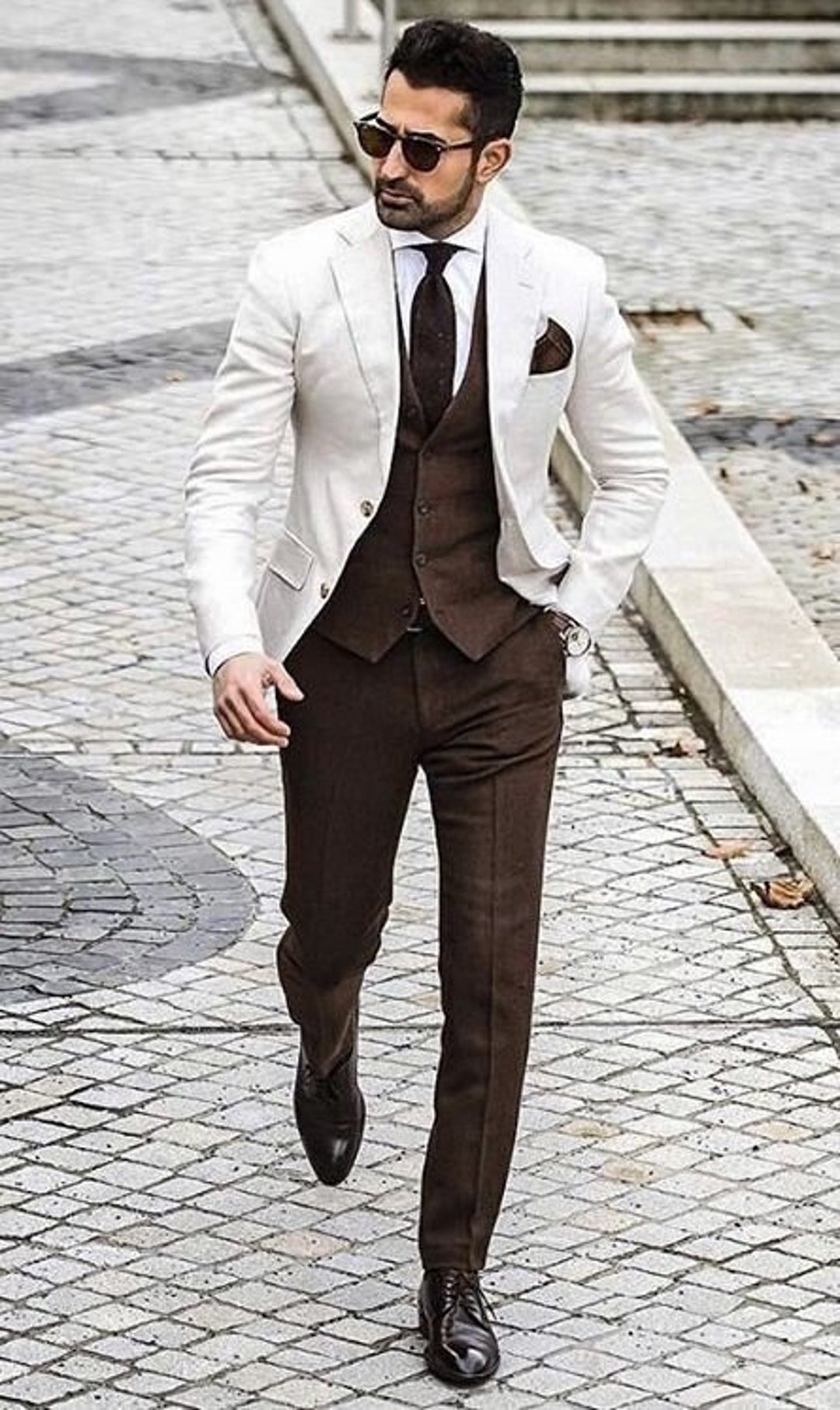 Men Suits Groom Ivory Wear Wedding Suits Groomsmen 3 Piece Suits Party ...