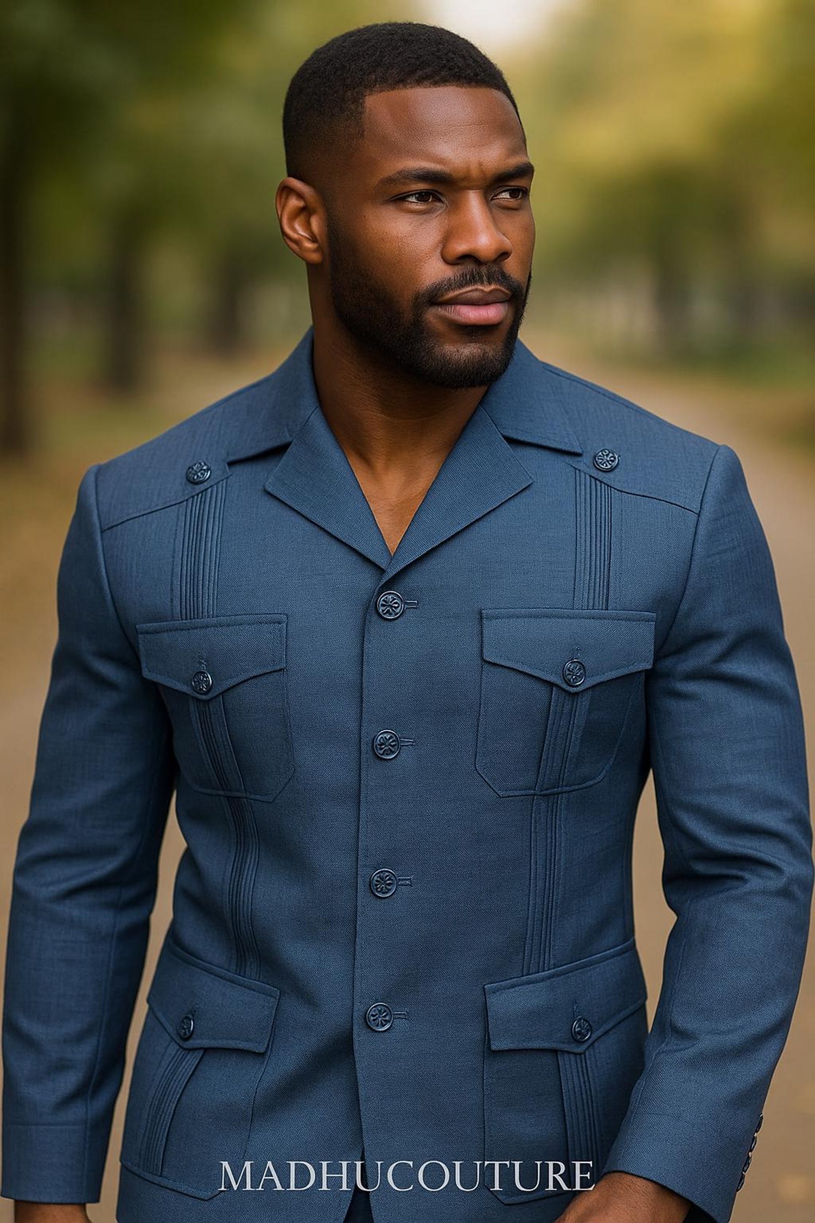 Blue Safari Suit for Men – Fabric African Wedding Outfit - Etsy