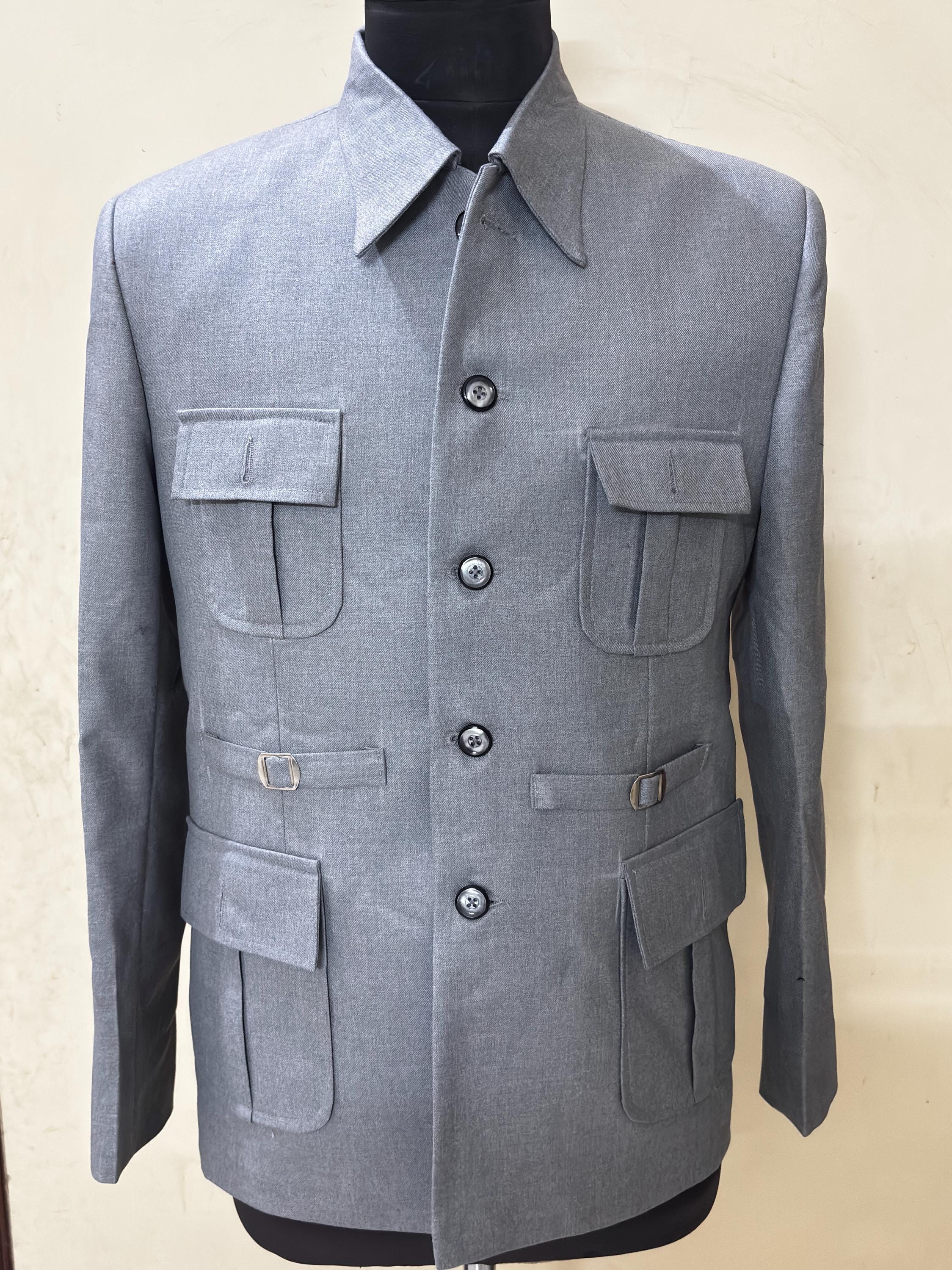 Grey Safari Suit: Slim Fit Wedding Outfit, Formal Business Attire - Etsy