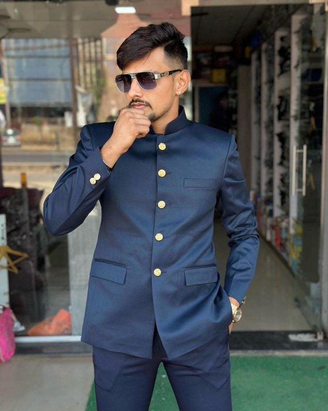 Blue Prince Coat Suit: Indian Groom Wedding Reception Dress - Etsy