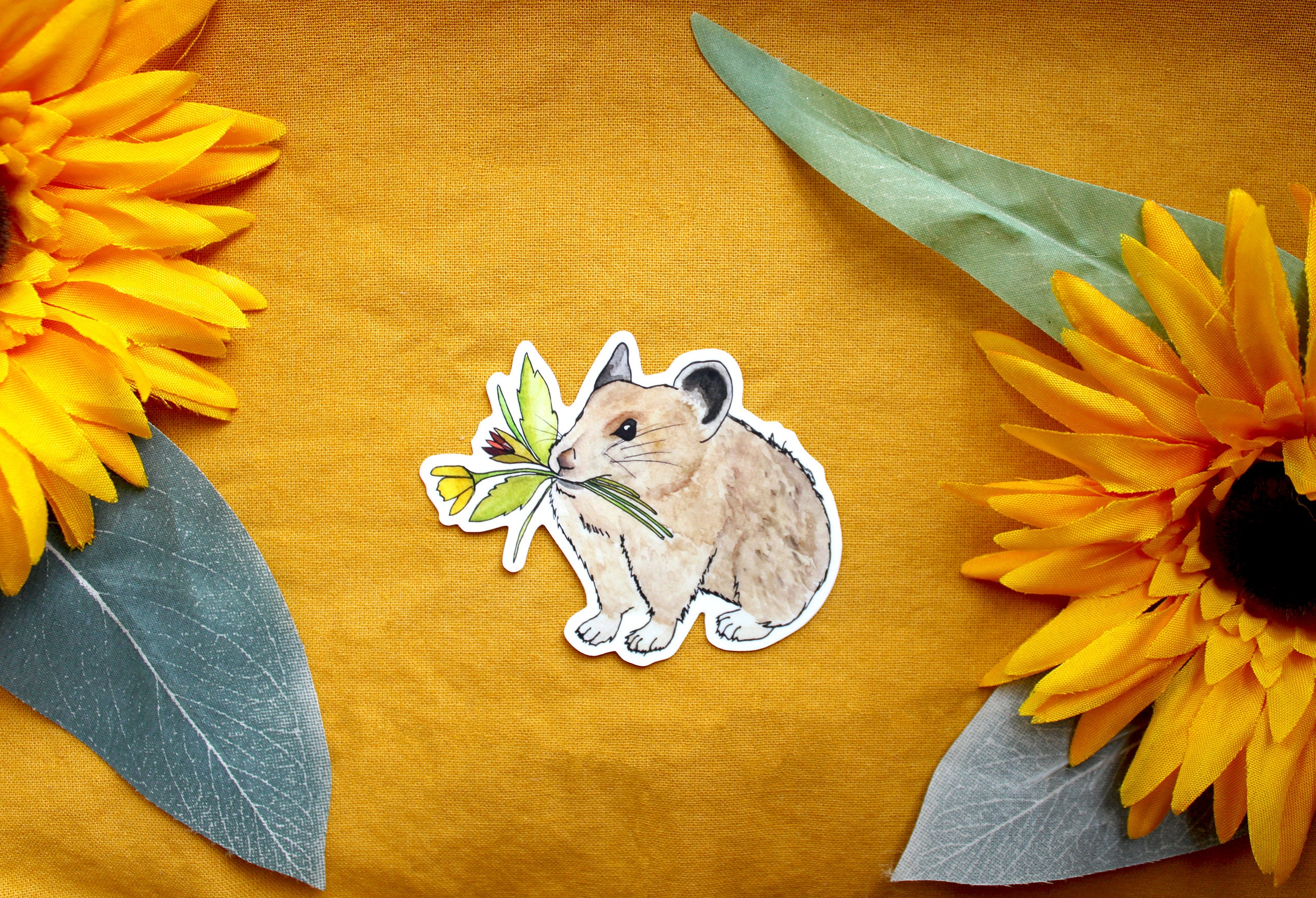 Pika Boquete Small Cute Sticker American Pika Flowers - Etsy