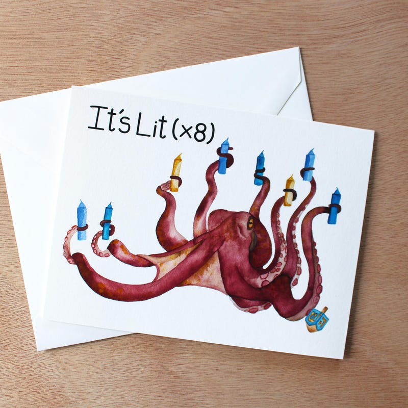 Octopus Hanukkah Chanukah Card - Etsy Canada