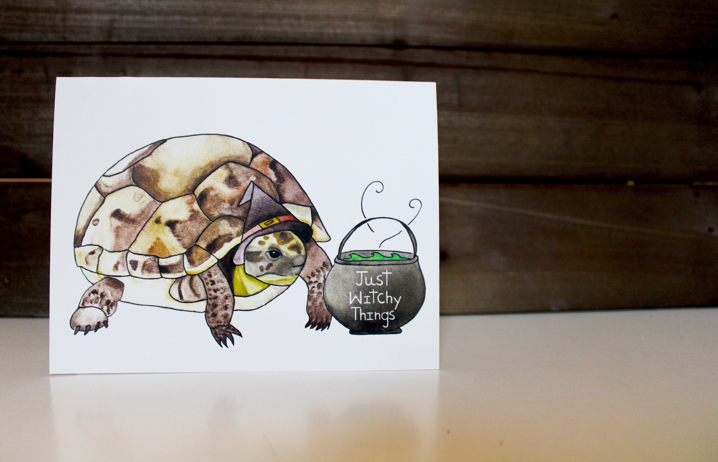 Just Witchy Things Cute Turtle Witch Halloween Greeting - Etsy