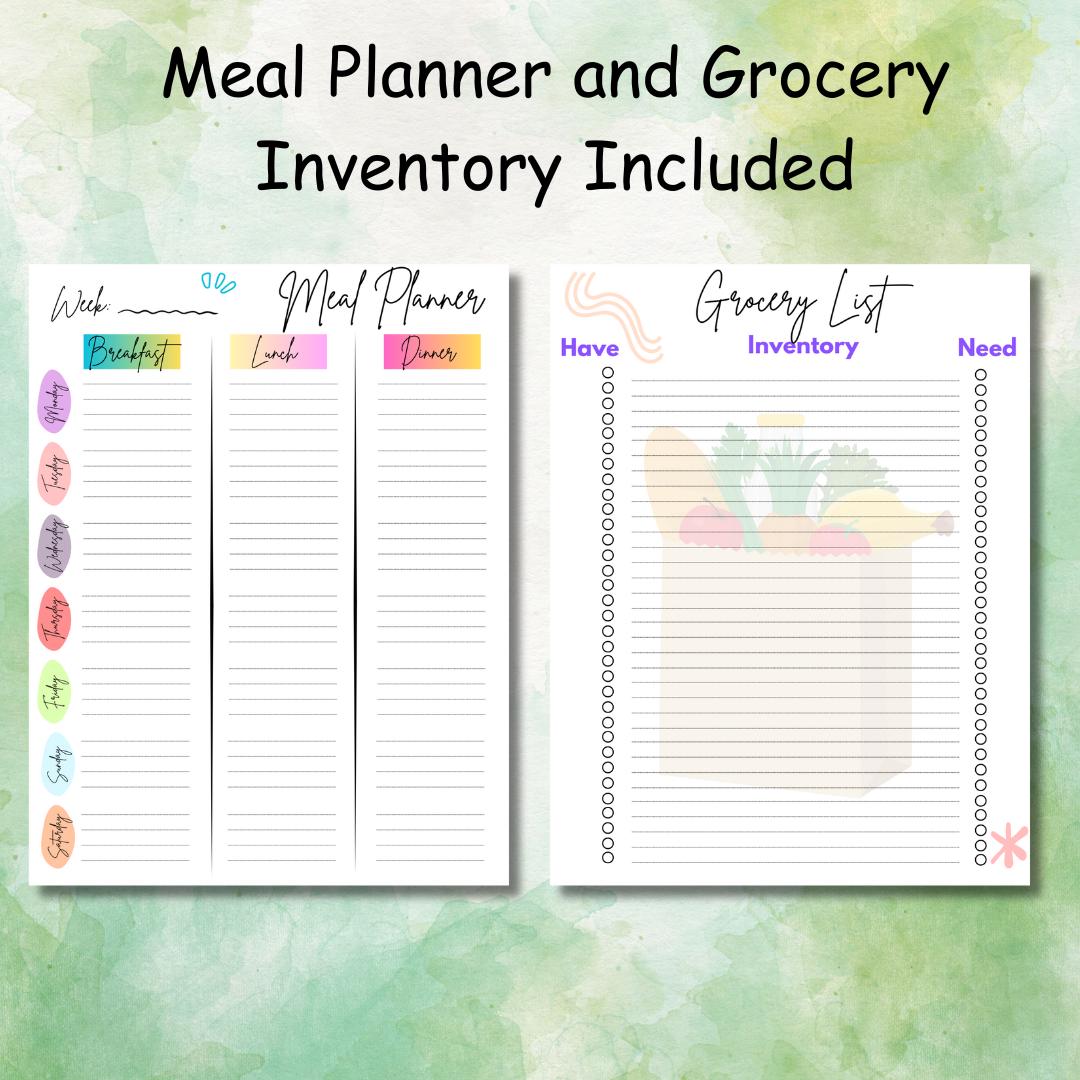 Meal Planner Grocery Inventory Shopping List Printable Downloadable ...