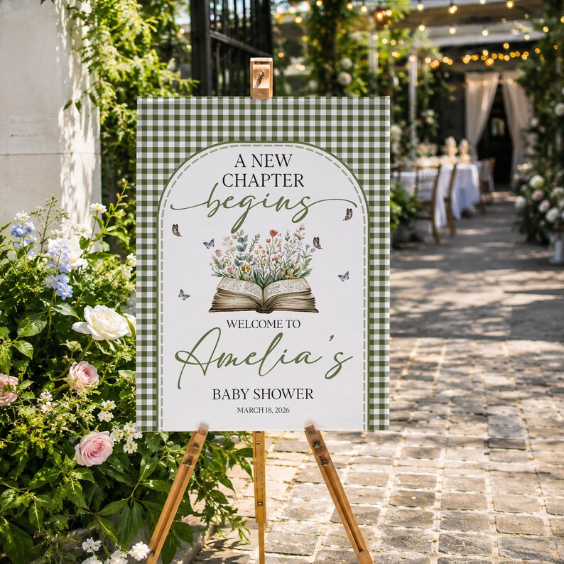 A New Chapter Begins Baby Shower Welcome Sign, Storybook Baby Shower ...