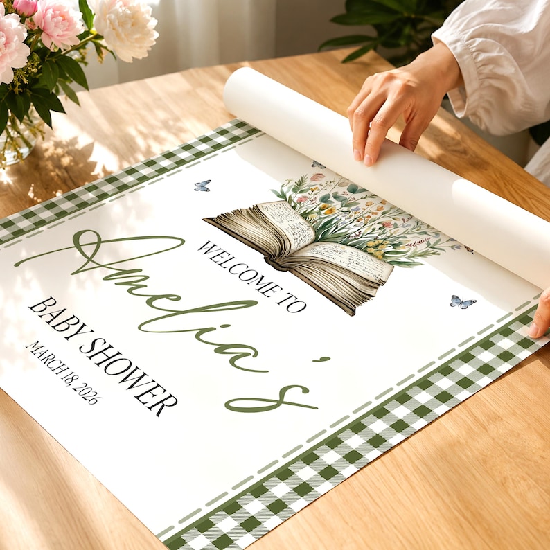 A New Chapter Begins Baby Shower Welcome Sign, Storybook Baby Shower ...