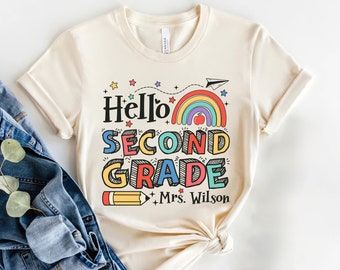 Kids Comfort Colors Custom 2nd Grade Shirt, Hello 2nd Grade Girl Shirt ...