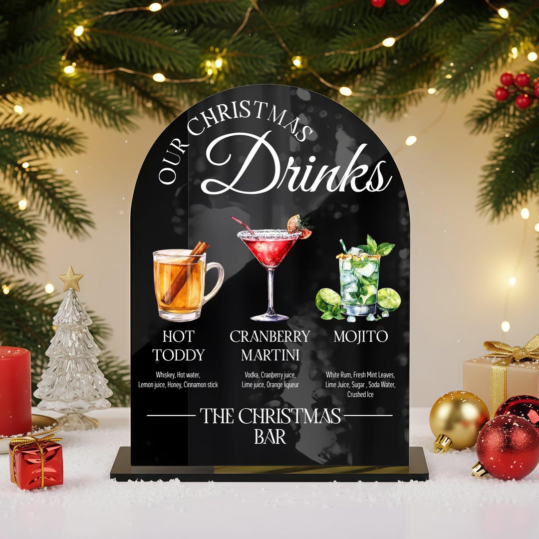 Personalized Christmas Bar Menu, Custom Christmas Drink Menu Sign ...