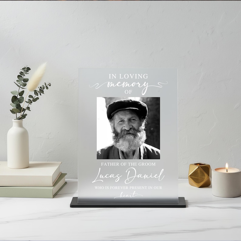 In Loving Memory Photo Sign, Custom Memory Acrylic Sign, Reserved ...