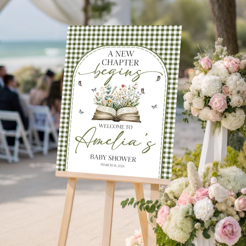 A New Chapter Begins Baby Shower Welcome Sign, Storybook Baby Shower ...