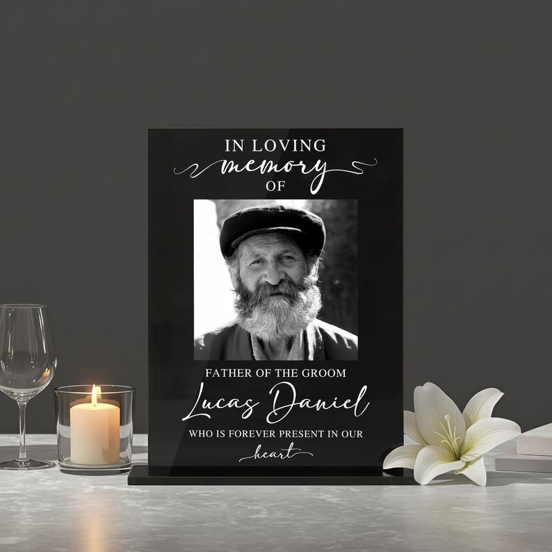 In Loving Memory Photo Sign, Custom Memory Acrylic Sign, Reserved ...