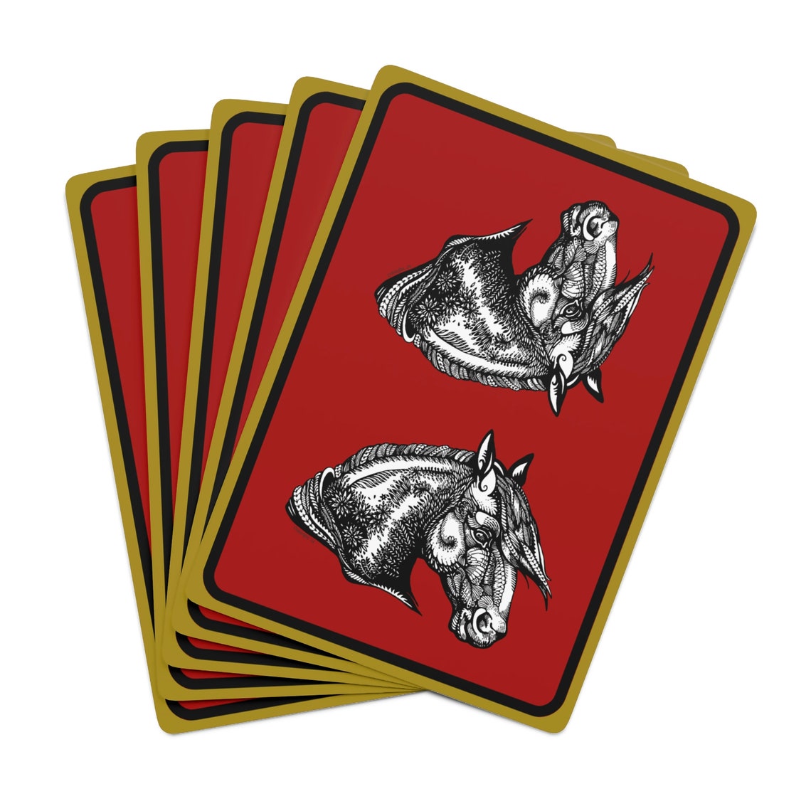HORSE POKER CARDS, Playing Cards, Red Poker Cards, Vintage Horse ...