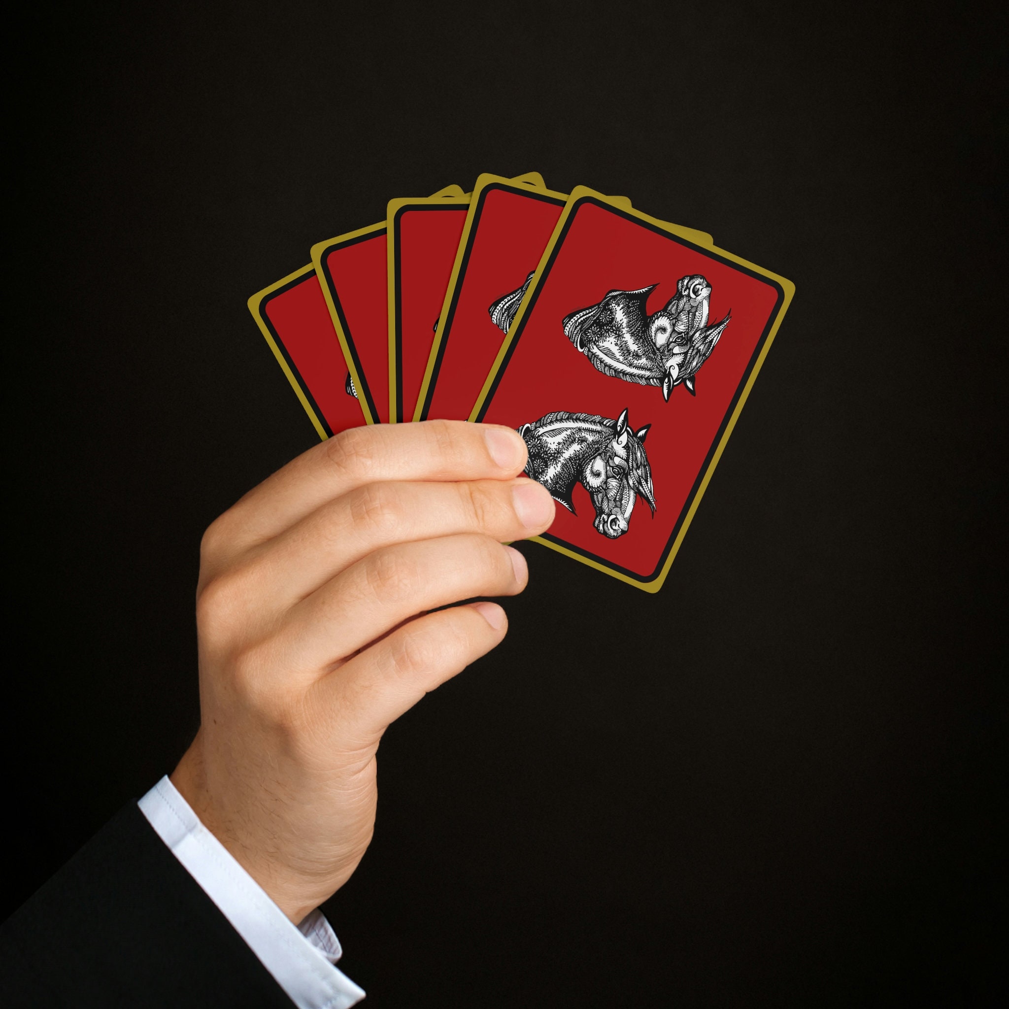 HORSE POKER CARDS, Playing Cards, Red Poker Cards, Vintage Horse ...