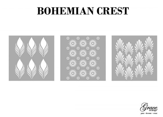 Bohemian Crest Stencil Pack From Grace on Design - Etsy
