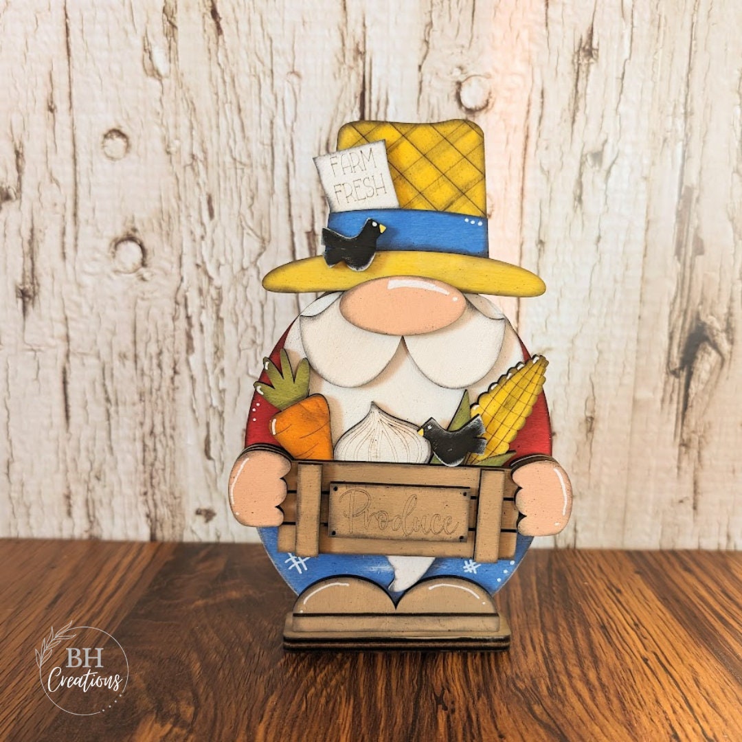 Farmer Produce Gnome Standing Decor, Gnome Shelf Sitter, Farm Decor - Etsy