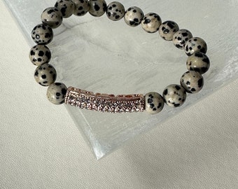 Prehistoric Dalmatian Jasper Beaded Bracelet With Hematite - Etsy